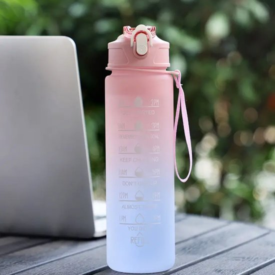 Motivatie Water Fles- Roze - Blauw/Paars 750 ml - HollandHG- Drinkfles ...