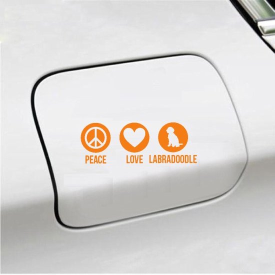 Bumpersticker - Peace Love Labradoodle - 20x9.3 - Oranje | bol