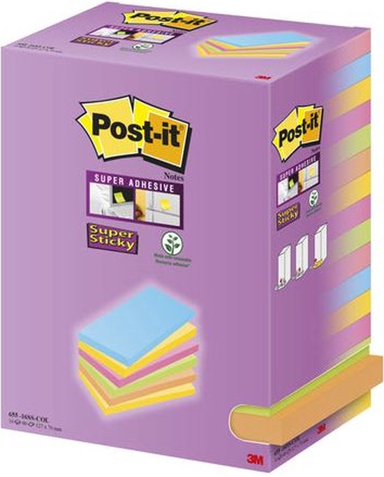 Memoblok 3M Post-it 655 127x76mm color notes | 10 stuks | bol