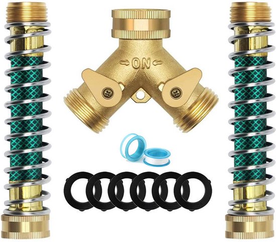 Messing tuinslangsplitter 2-weg, volledig metalen zware watersplitter Y-weg met 2... | bol