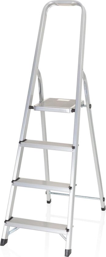 Klapladder met 4 treden en veiligheidsbeugel - aluminium - belastbaar ...