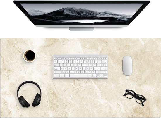 Bureau onderlegger 90x45 cm - Marmer print - Beige - Marmer printlook ...