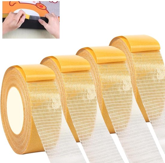 Dubbelzijdig plakband extra sterk - 4 rollen - 3 cm x 20 m ...
