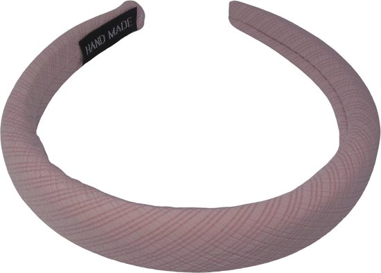 Diadeem gevuld stof ruitjes-patroon pastel roze | bol