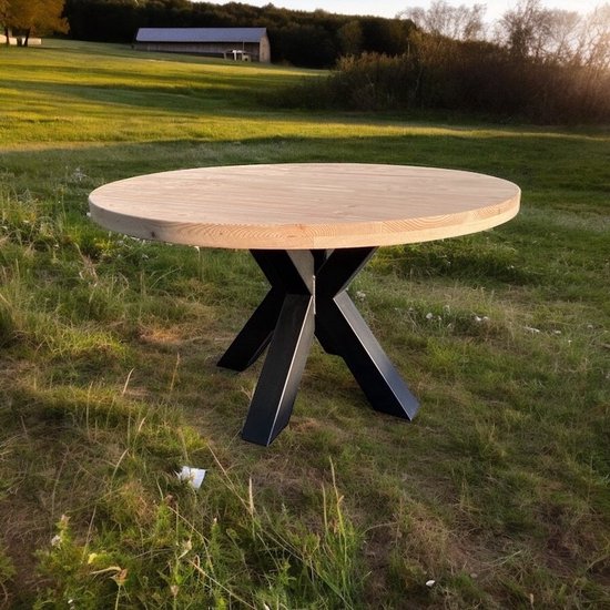 Robustiek Wonen Tuintafel Rond - 4 persoons - 120 cm - Douglas hout | bol