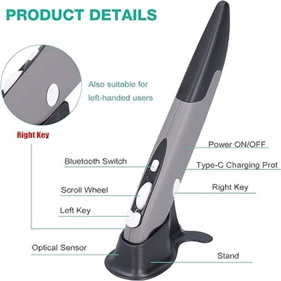 Stylus voor computer, Pocket Mouse, Custom Innovative Wireless Vertical ...