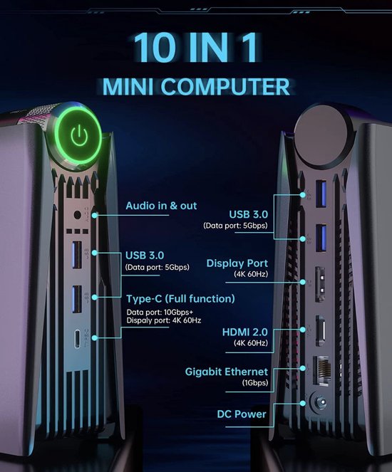 Mini Gaming-PC - Windows 11 Pro, Ryzen 5, 16GB RAM, 512GB SSD, 3 ...