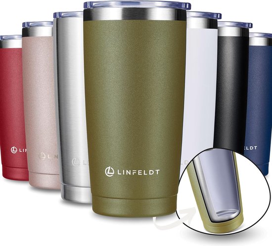 Drinkbeker, roestvrij staal, 590 ml, thermobeker voor in de auto ...