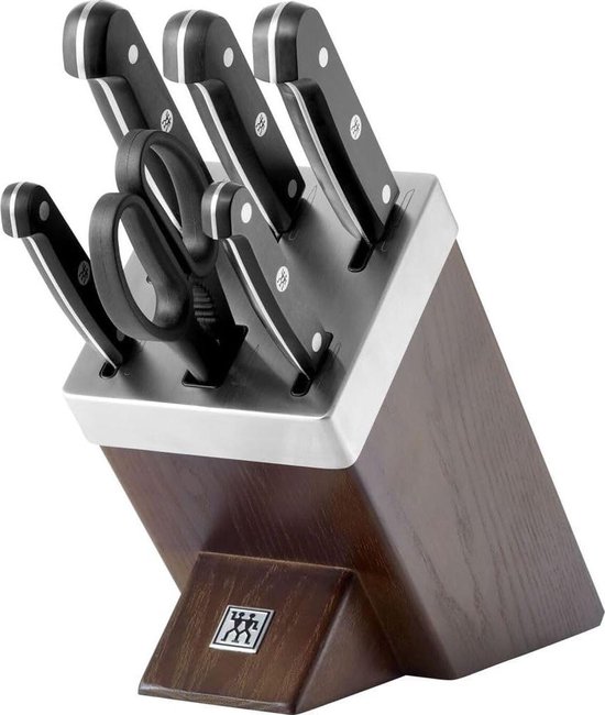 Gourmet Zelfslijpend messenblok 7-delig - houten blok - roestvrij ...