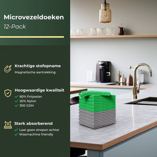 Gandria Microvezeldoekjes - 12 Stuks - Schoonmaakdoekjes - 30 x 30 cm ...