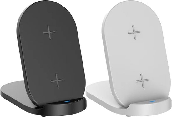 Verstelbare dubbele draadloze QI snel lader. Incl. 18 Watt adapter. Wit ...