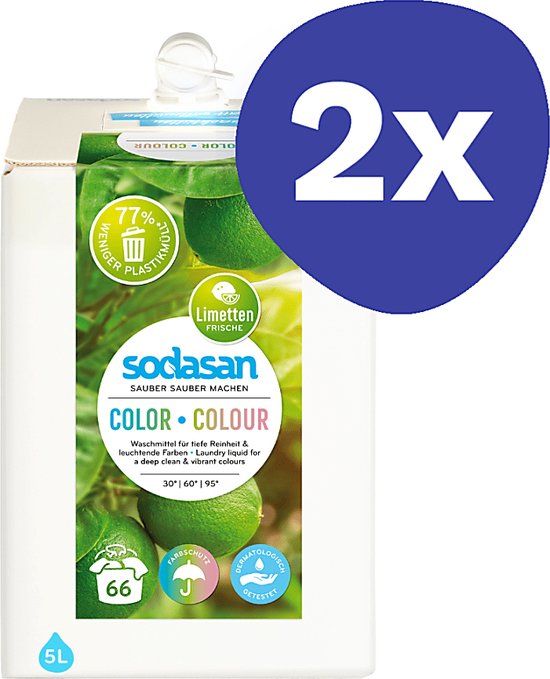 Sodasan Vloeibaar Wasmiddel Gekleurde Was Limoen (2x 5L) | bol