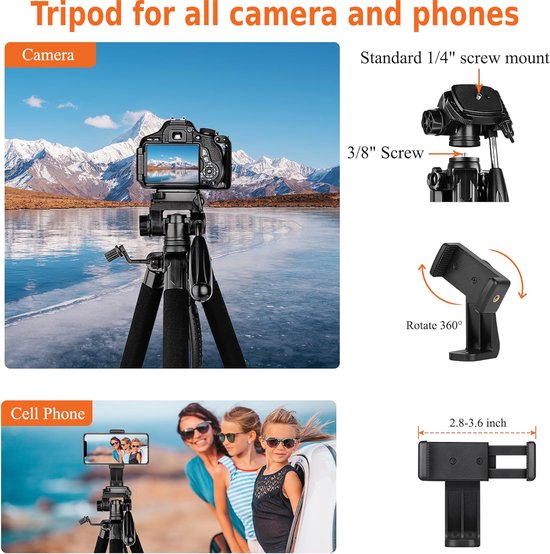 Sounix Camera statief - telefoon statief - 188 cm - Incl. Bluetooth ...