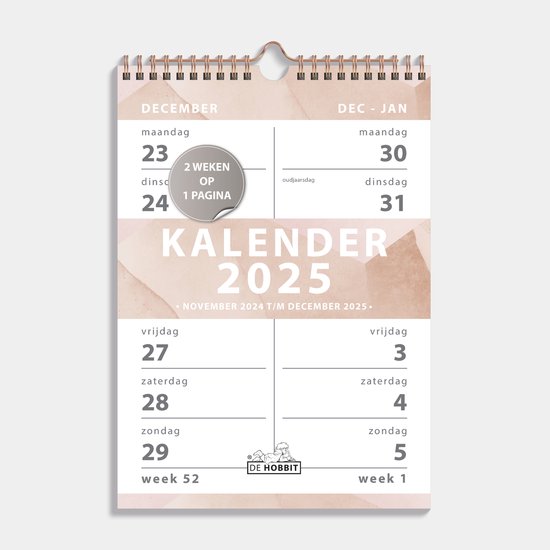 Hobbit - 2 weeks kalender 2025 - kalender met 2 weken overzicht - A4 ...