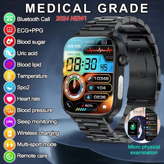 Professioneel Gezondheidsmanagement Smartwatch - ECG, PPG en Urinezuur ...