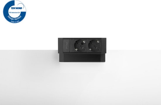 Powerdock Filex Desk Up - Stekkerdoos - Zwart - 2x Stroom | bol