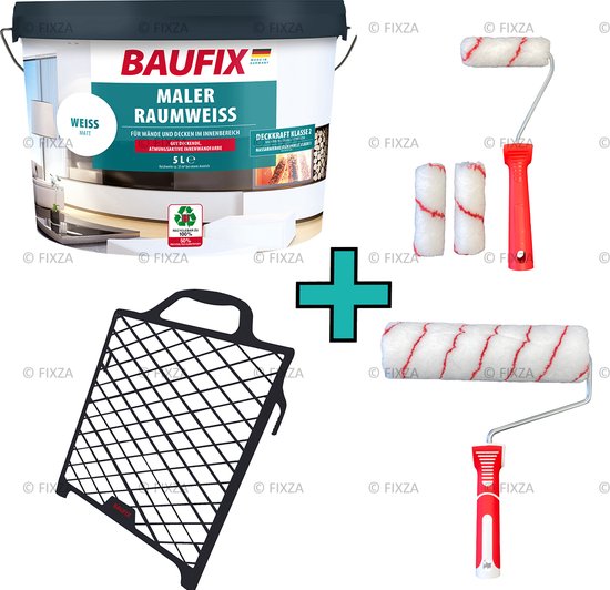 BAUFIX Decorators’ White Paint muurverf wit 5 Liter + Muurverfset 1 | bol