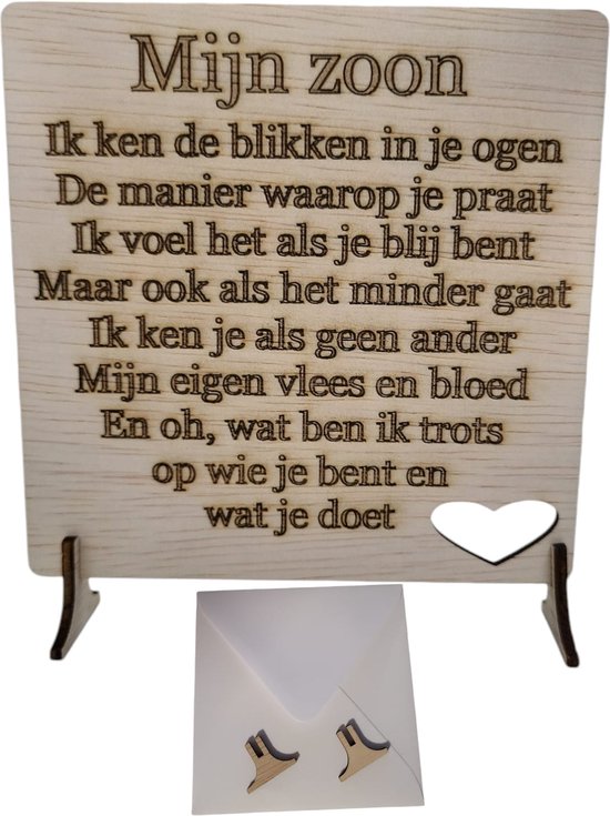 Houten wenskaart, mijn zoon, timmerplaat, merkloos | bol