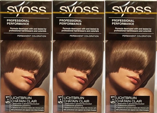 Syoss Permanent Coloration 5-1 Lichtbruin - 3 stuks | bol