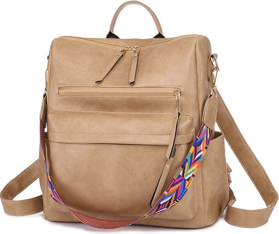 Dames retro mode grote capaciteit rugzak schoudertas handtas | bol