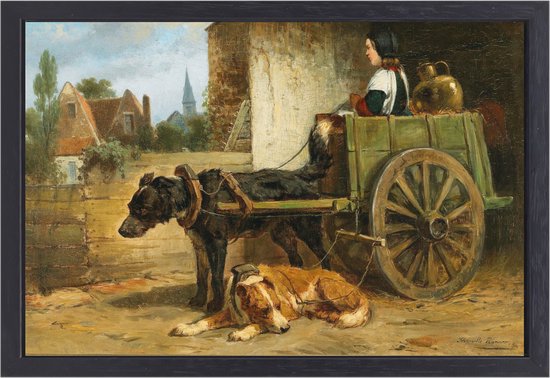 De kleine wagen - Henriëtte Ronner-Knip portret - Honden schilderijen ...