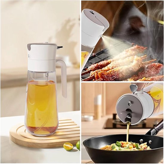 Oliesproeier voor spijsolie, 2-in-1 oliespuitfles, 550 ml oliesproeier ...