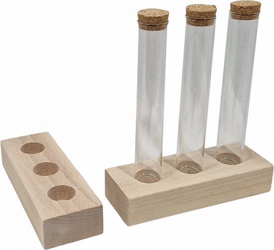 Houten standaard voor 3 proefbuisjes - Beukenhout - Doopsuiker ...