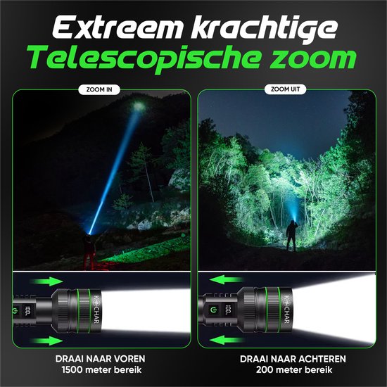 Kochar Zaklamp LED oplaadbaar - Militaire zaklamp - 5000 Lumen - 26650 mAh oplaadbare... | bol
