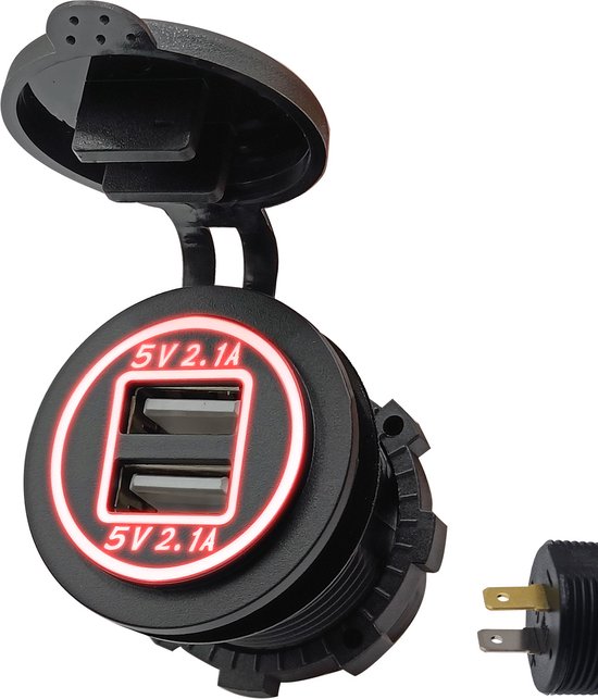 ProRide 12V USB Autolader 2 Poorten Inbouw - 5V/2.1A - USB Stopcontact ...