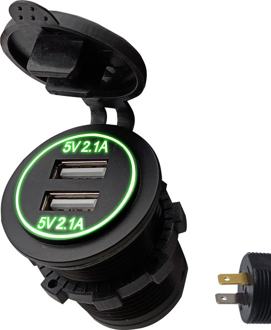 ProRide 12V USB Autolader 2 Poorten Inbouw - 5V/2.1A - USB Stopcontact ...