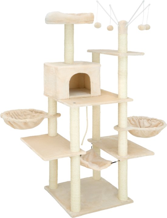 tectake® - Krabpaal Lilou beige - 402932 - kattenkrabpaal - kattenpaal ...