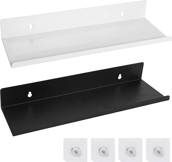 Wandplanken van metaal, wandplank, zwevende plank, keukenplank, muur ...