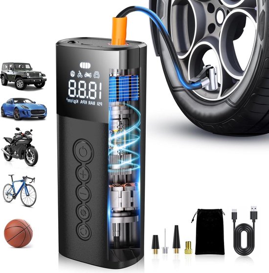 Draagbare accucompressor 7800 mAh - Elektrische luchtpomp 150 psi met ...