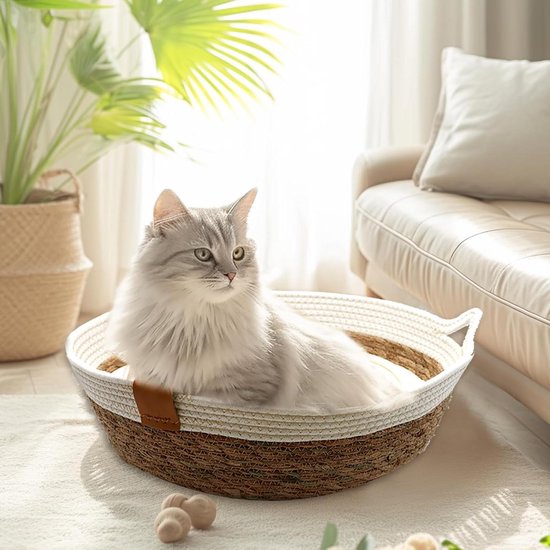 Kattenhok en kattenmand rotan huisdierbed handgemaakt - 100% katoenen ...