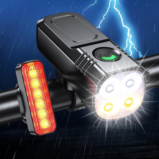 Fietsverlichting LED 1300 lumen - 8+6 modi - Koplamp & Astigmatisme ...