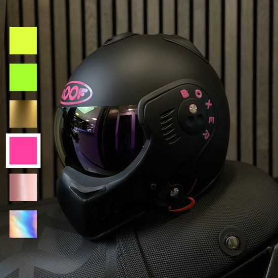 Roof Boxer V8 helm stickers - Fluor roze | bol