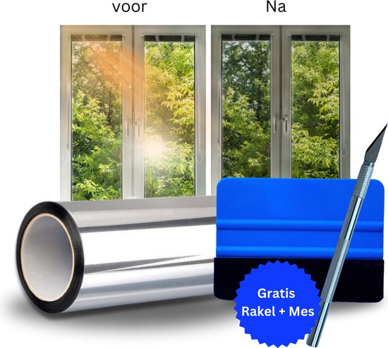 Zonwerende Raamfolie - 60cm x 200 cm - Isolerende Raamfolie - Met Rakel ...