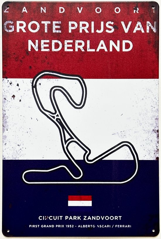 F1 GP van Nederland zandvoort rood wit blauw Reclamebord van metaal METALEN-WANDBORD -... | bol