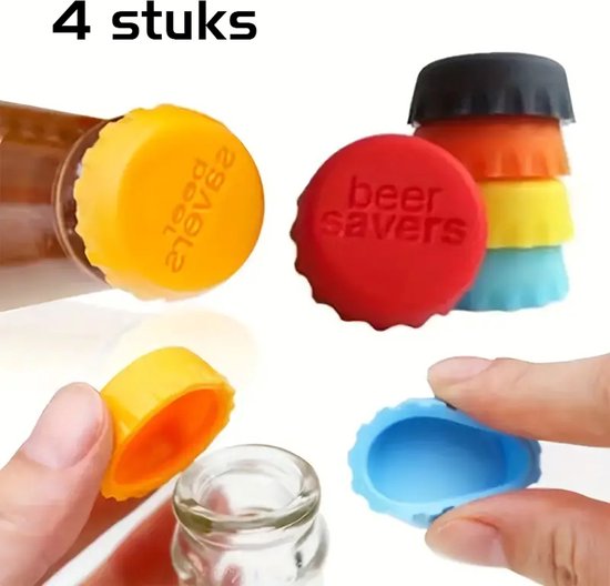 DW4Trading Herbruikbare Siliconen Bierfles Afsluit Dopjes Set van 4 ...