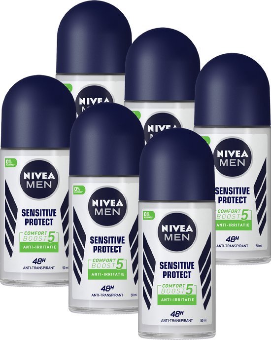 NIVEA Men Sensitive Protect - Deodorant Roller - 6x50ml - Voordeelverpakking | bol