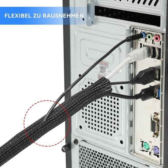 6,1 m Kabelslang, 12-20 mm, zelfsluitend kabelkanaal, flexibel geweven ...