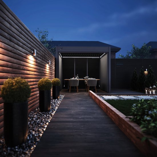 Orion terrasoverkapping - 300x300 cm - Antraciet - met LED verlichting ...