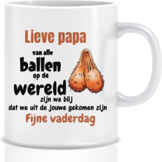 Beker - Papa, van alle ballen op de wereld - Vaderdag - Cadeau - Grappige mok | bol