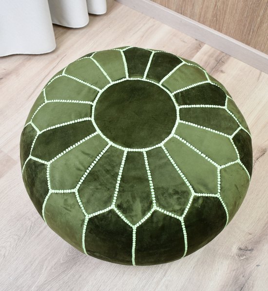 Velvet poef groen neon - Ronde poef - Fluwelen poef - Handgemaakt en ...