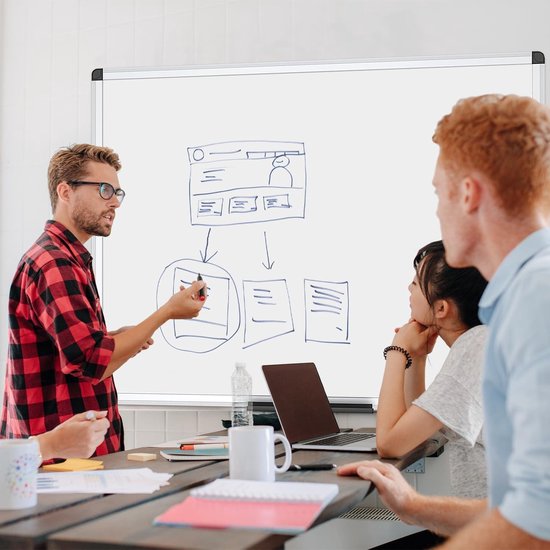 Whiteboard 120 x 90 cm Silver Aluminium Frame Dry Erase Non-Magnetic ...