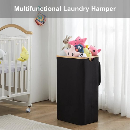 Wasmand met deksel - 85 liter - wasverzamelaar - smal - waszak - opvouwbare wasmand -... | bol