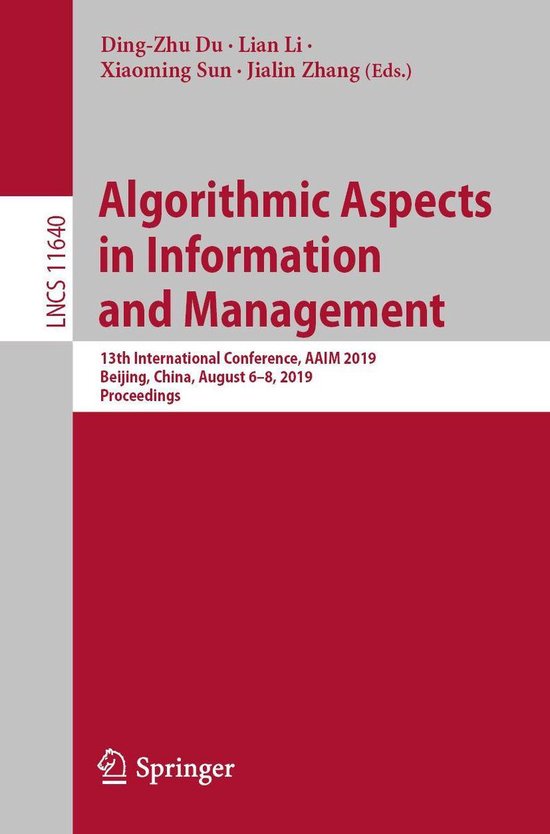 Lecture Notes in Computer Science 11640 - Algorithmic Aspects in ... Lecture Notes in Computer Science 11640 - Algorithmic Aspects in ...