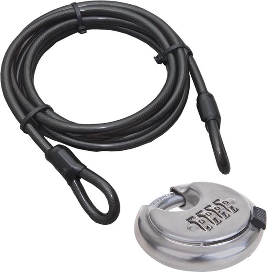 Staalkabel met 70mm discusslot - 5m x 12mm kabel - geplastificeerd ...