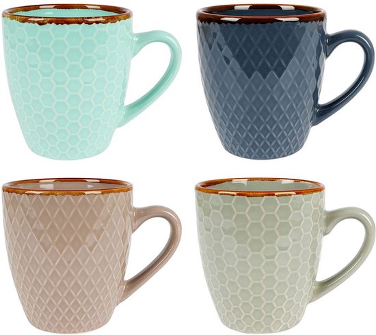 Mokken Keramiek 250 ml 4 stuks - Set - Bekers - Koffiebekers - Kopjes - Koffiemok | bol