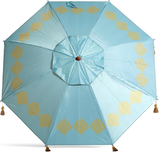 Strandparasol Ø 180 cm van aluminium met upf 50+ blauw Blauw 180 cm ...